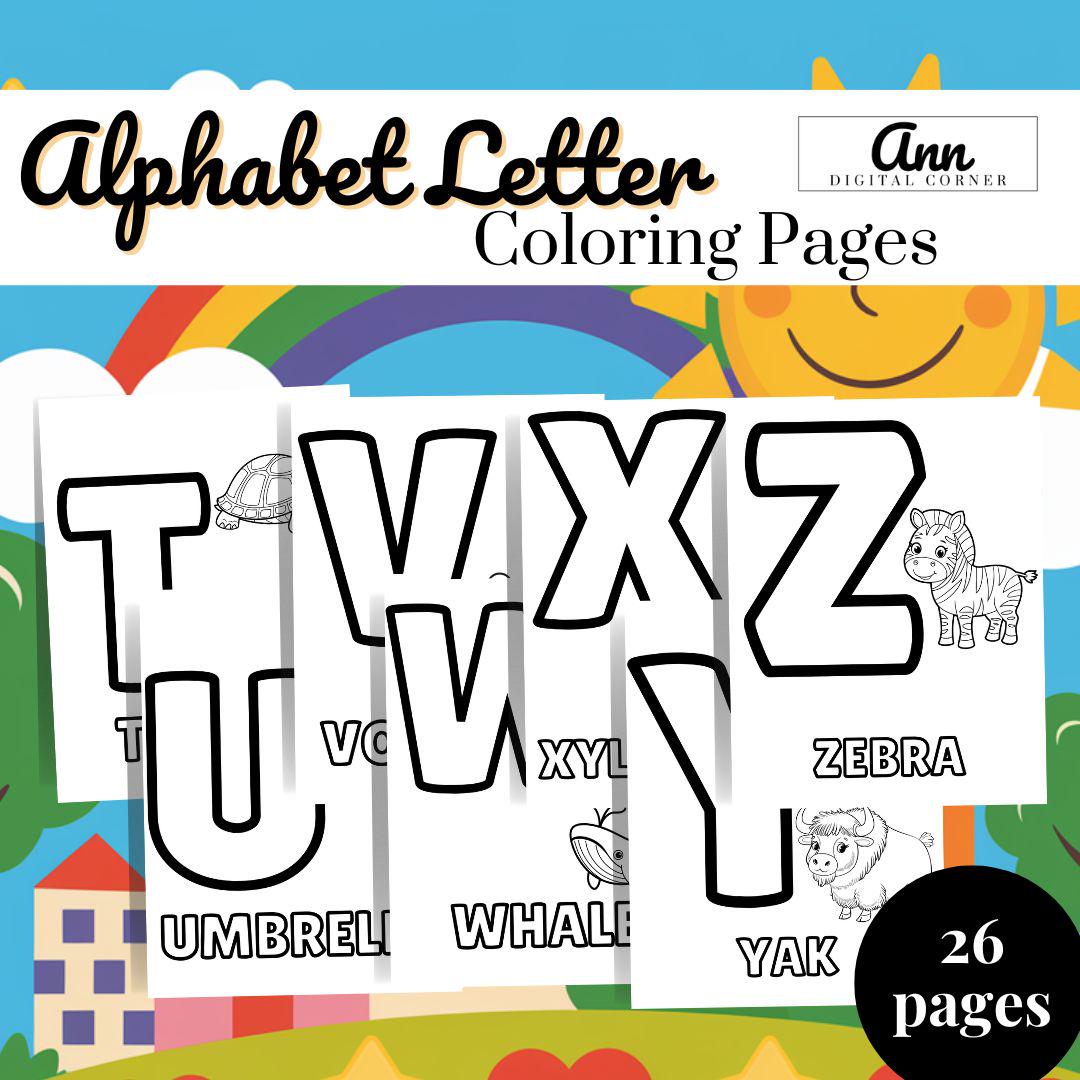 Alphabet Letter Coloring Pages for Kids | A-Z Educational Coloring ...