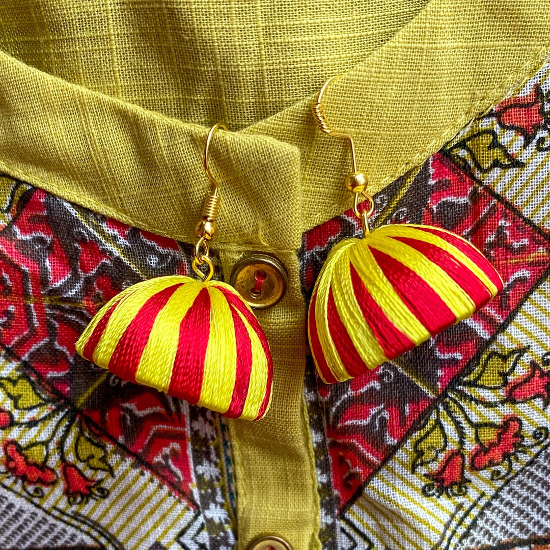 Red and Green Silk Thread Earring/silk Thread Earring/red Silk Thread ...