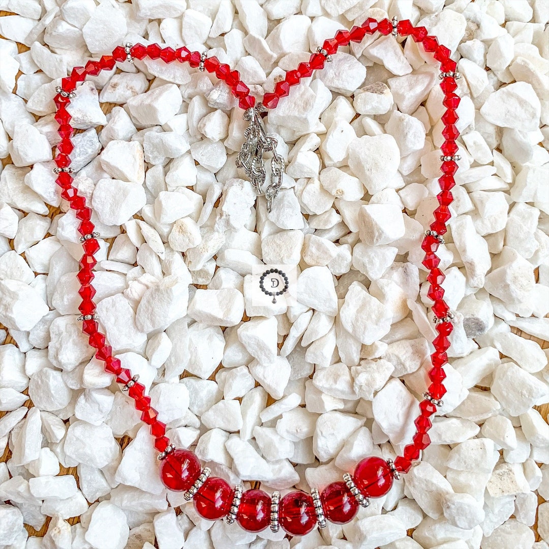 Red Necklace /red Crystal Necklace /chain Necklace for Women /necklace ...