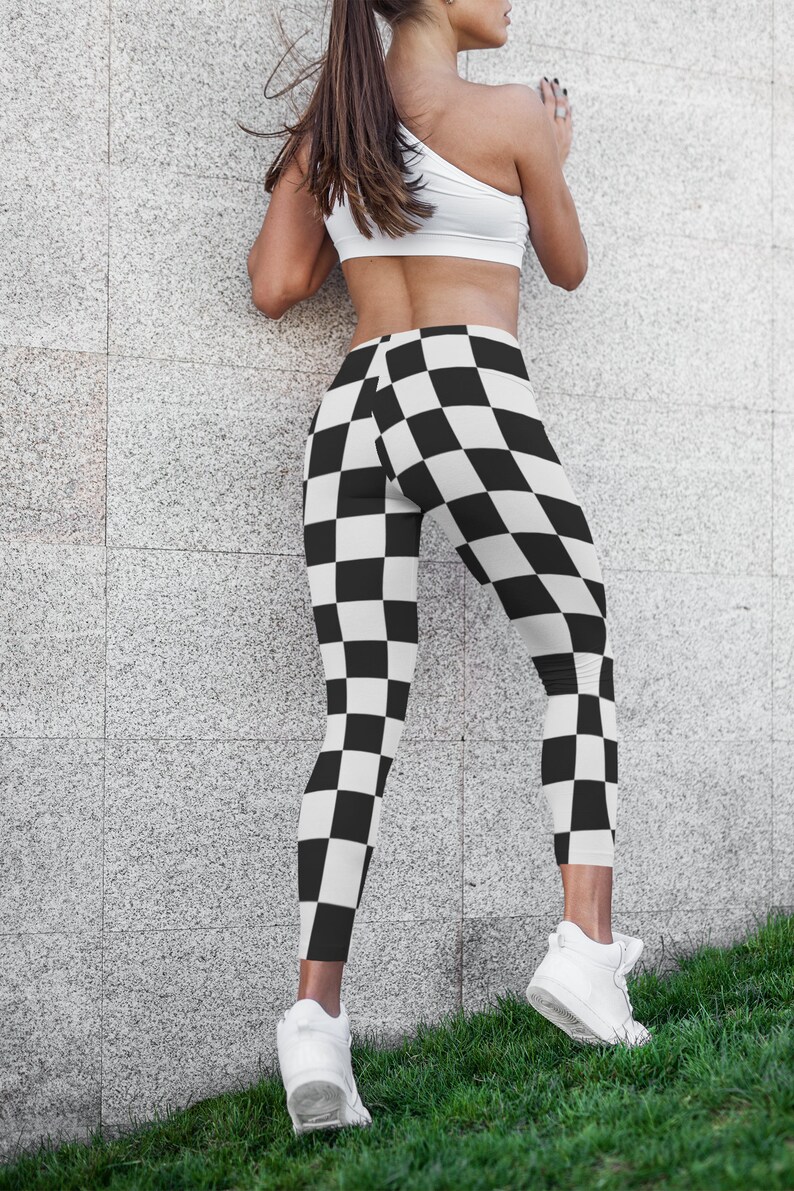 Women's Casual Checkered Leggings AOP, Custom Leggings, Women's Work ...