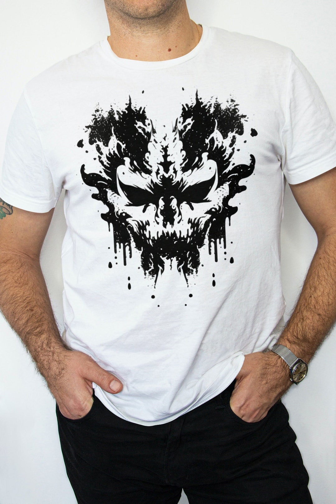 RORSCHACH 4 Scary Evil Face T-shirt, Front or Back Print, Teen T-shirt ...