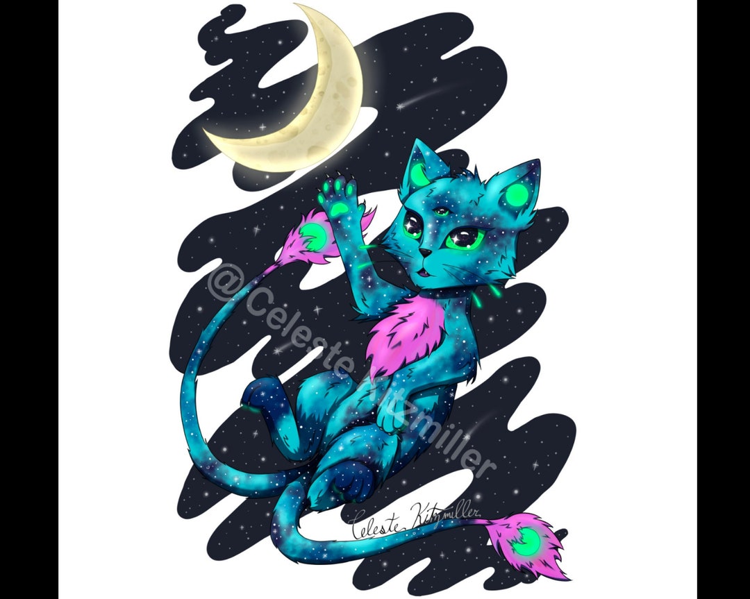 Cosmic Kitty | Digital Cat Piece, Printable Art for Cat Lovers, Instant ...