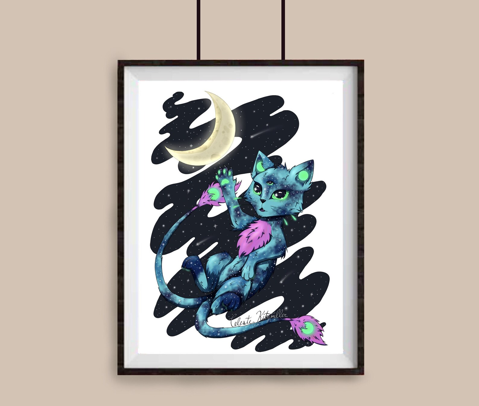 Cosmic Kitty | Digital Cat Piece, Printable Art for Cat Lovers, Instant ...