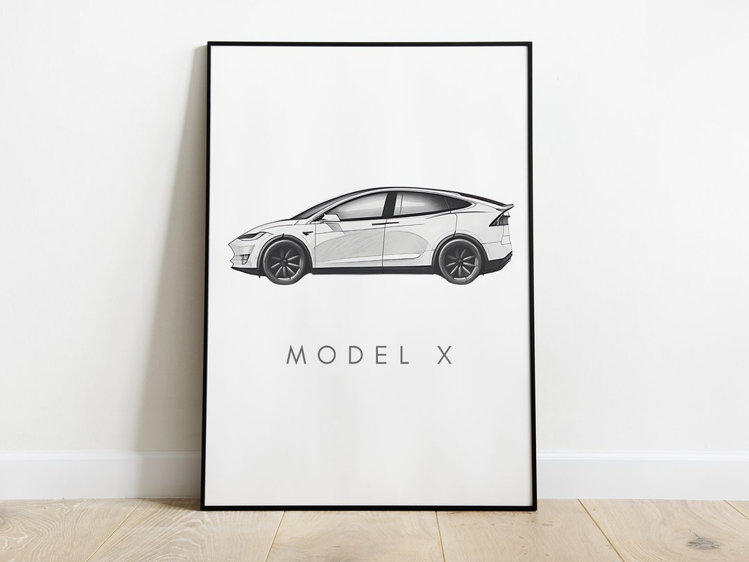 Tesla Model X Digital PRINTABLE Car Canvas Art Minimalist Modern Tesla ...