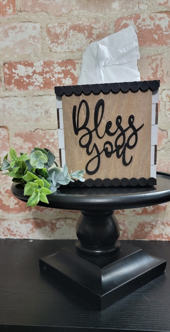 Bless You Tissue Box Cover | Tissue Box | Interchangeable Plaque - Etsy