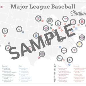 MLB Fan Stadium Tour Bucket List Scratch Map in Black Frame (18in X ...