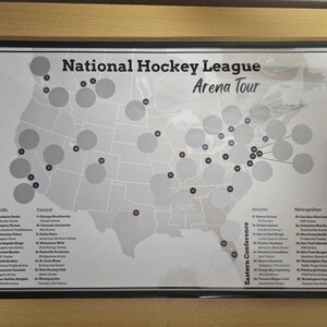 NHL Fan Arena Tour Bucket List Scratch Map in Black Frame (18in X 12in ...