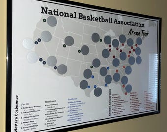 NHL Fan Arena Tour Bucket List Scratch Map in Black Frame (18in X 12in ...