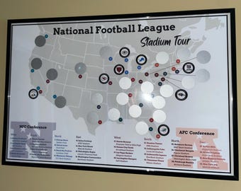 NHL Fan Arena Tour Bucket List Scratch Map in Black Frame (18in X 12in ...