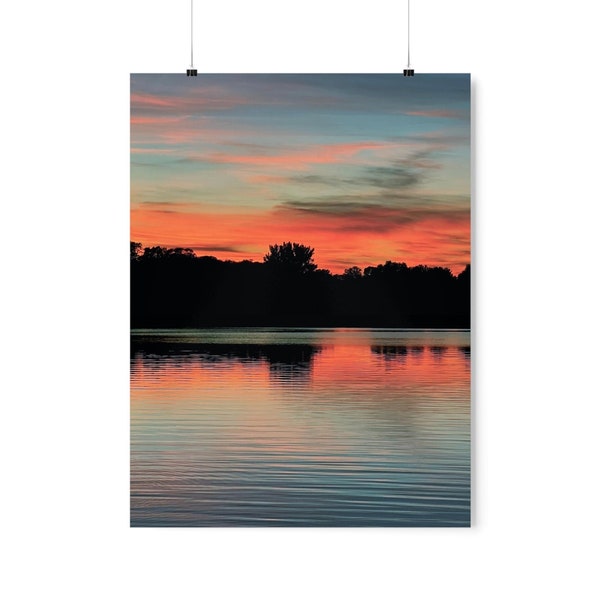 Sunset Over Lake - Etsy