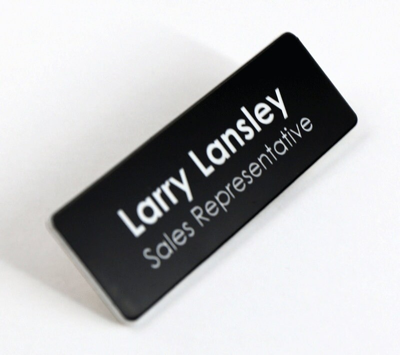 Name Badge Tag Personalised Engraving Colour 76mm X 25mm With Magnetic ...