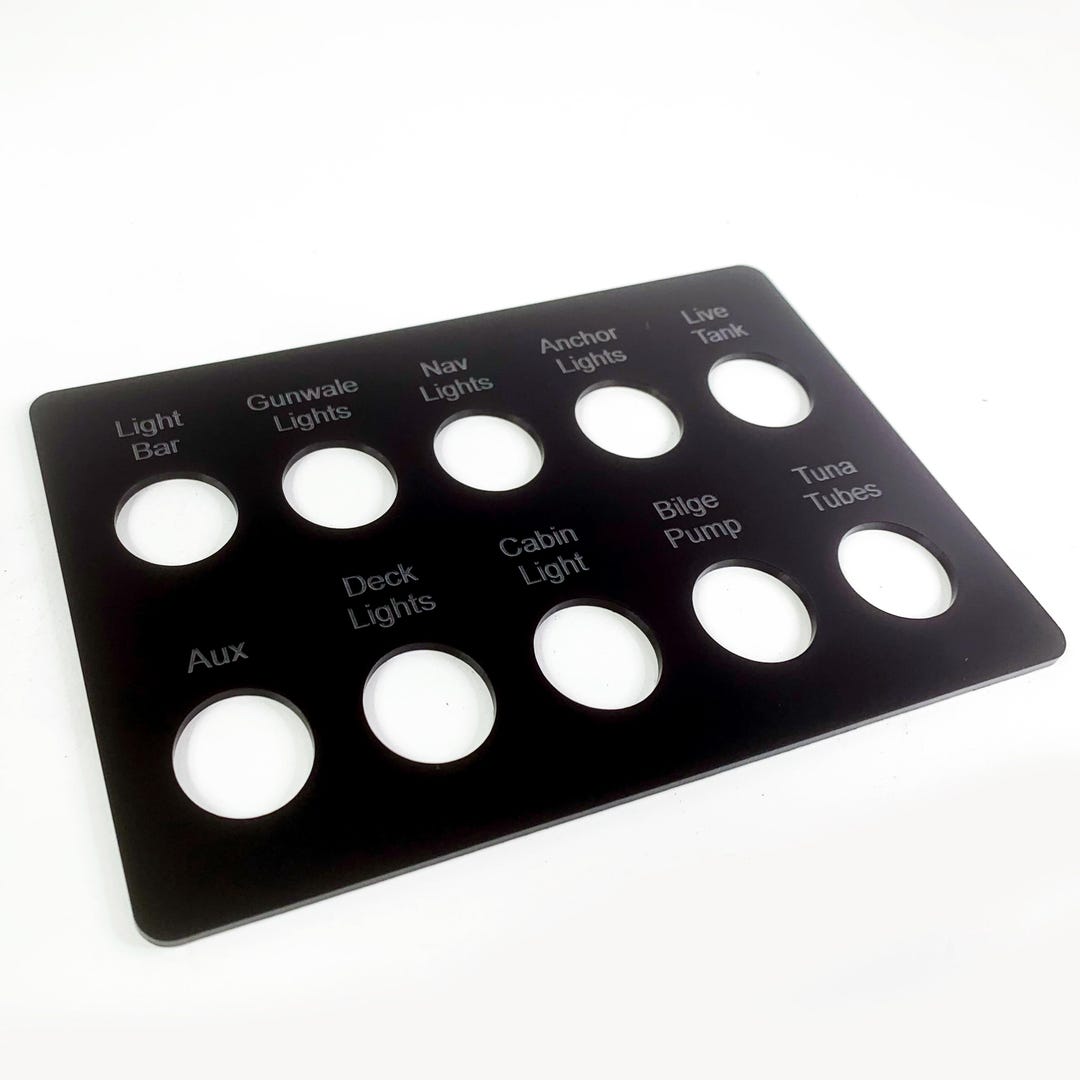 Custom Engraved Switch Dash Panel/ Boat/car/equipment Black Acrylic ...