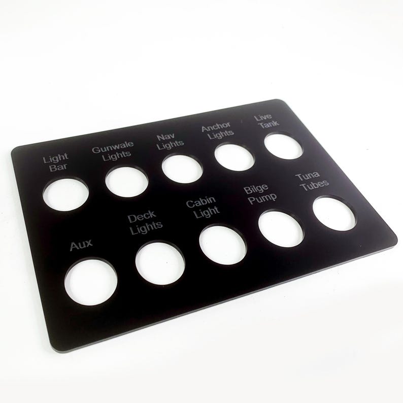 Custom Engraved Switch Dash Panel/ Boat/car/equipment Black Acrylic ...