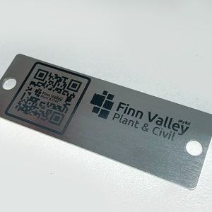 Laser Engraved Stainless Company Logo Qr Code Tag Inc Holes - Etsy