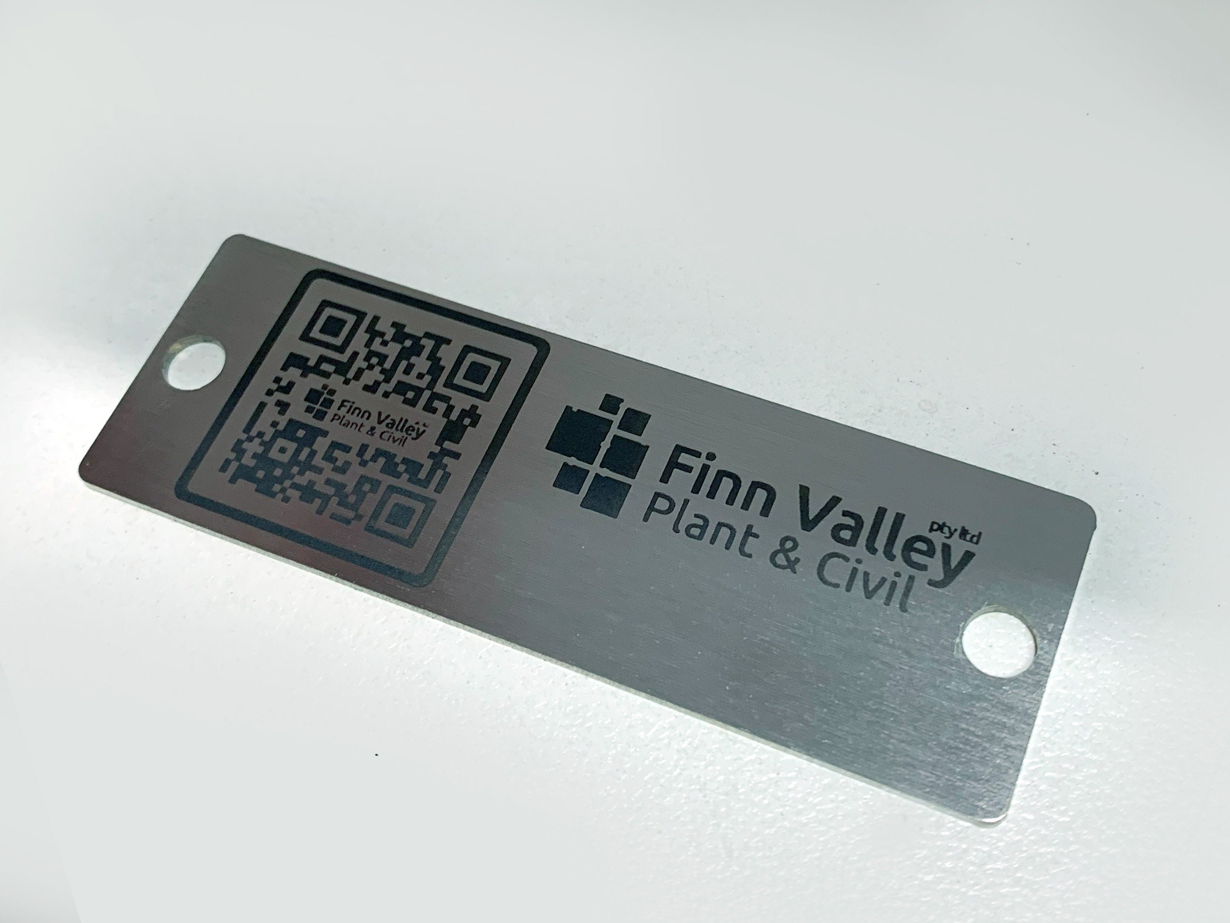 Laser Engraved Stainless Company Logo Qr Code Tag Inc Holes - Etsy