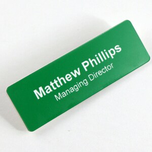 Name Badge Tag Personalised Engraving Colour 76mm X 25mm With Magnetic ...