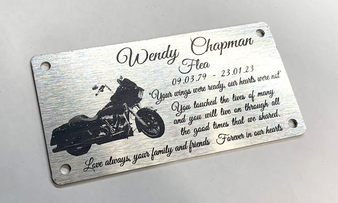 Stainless Steel Memorial Plaque Urn Laser Engraved Custom Bike - Etsy