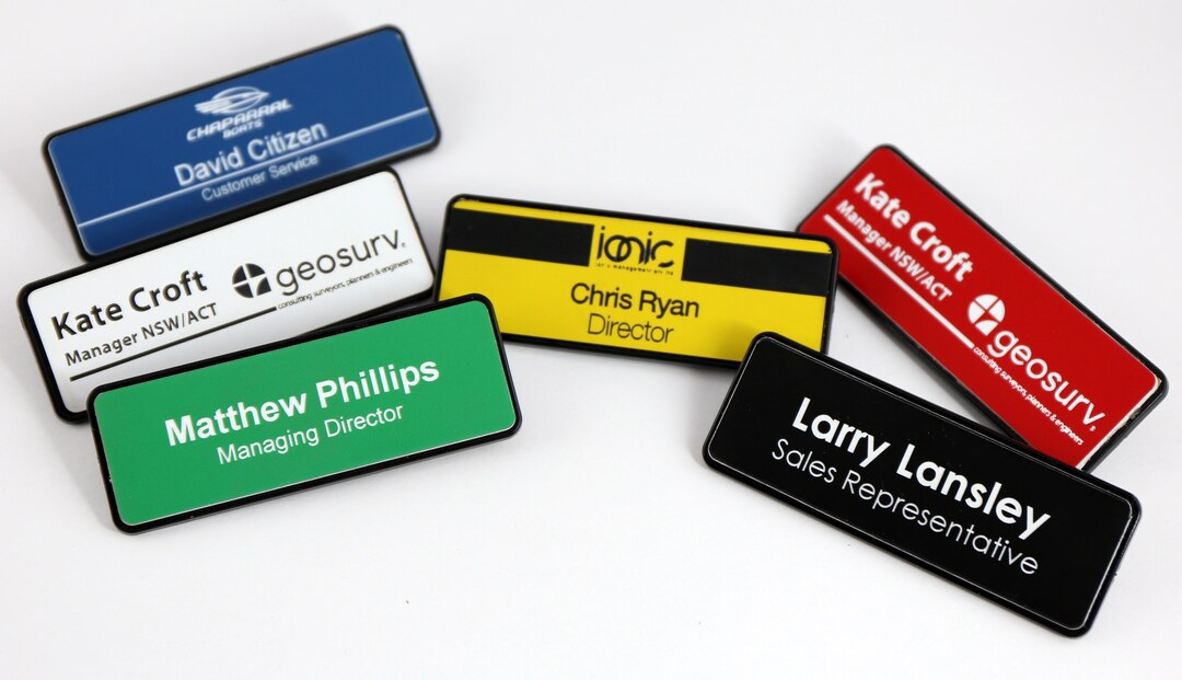 Name Badge Tag Colour Personalised Engraving 80mm X 29mm With Magnetic ...