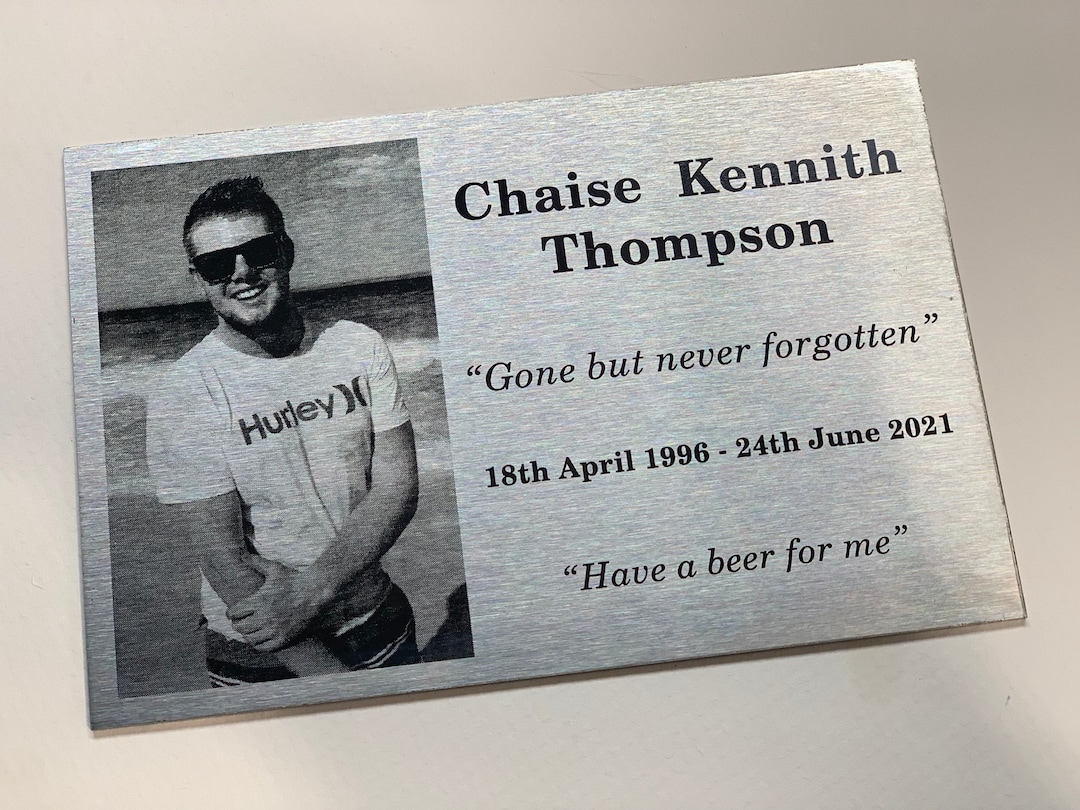 Stainless Steel Memorial Plaque Urn Grave Marker Laser Engraved Person ...