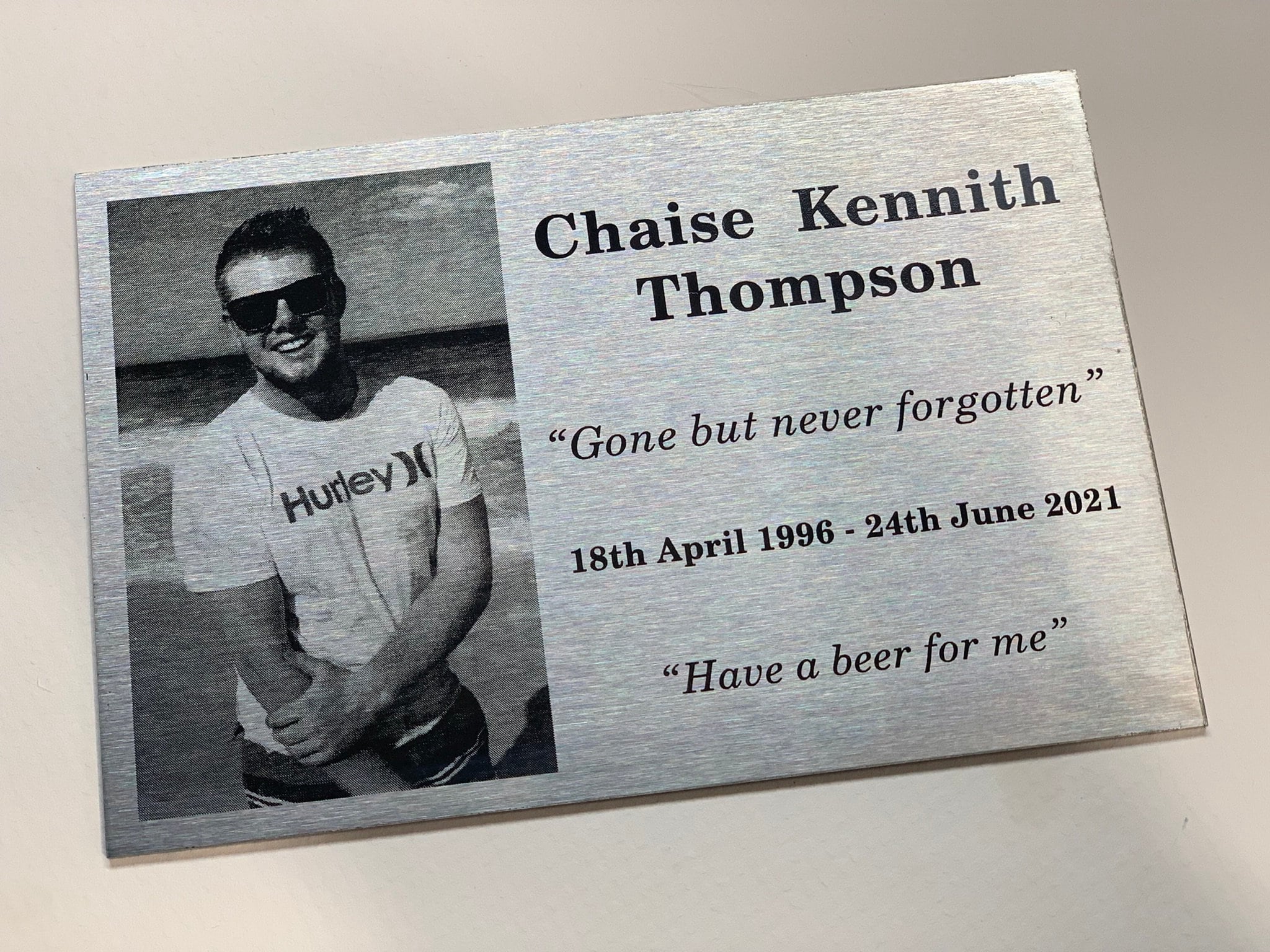 Stainless Steel Memorial Plaque Urn Grave Marker Laser Engraved Person ...