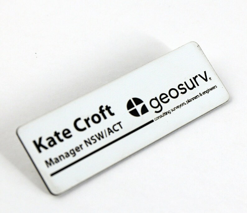 Name Badge Tag Personalised Engraving Colour 76mm X 25mm With Magnetic ...