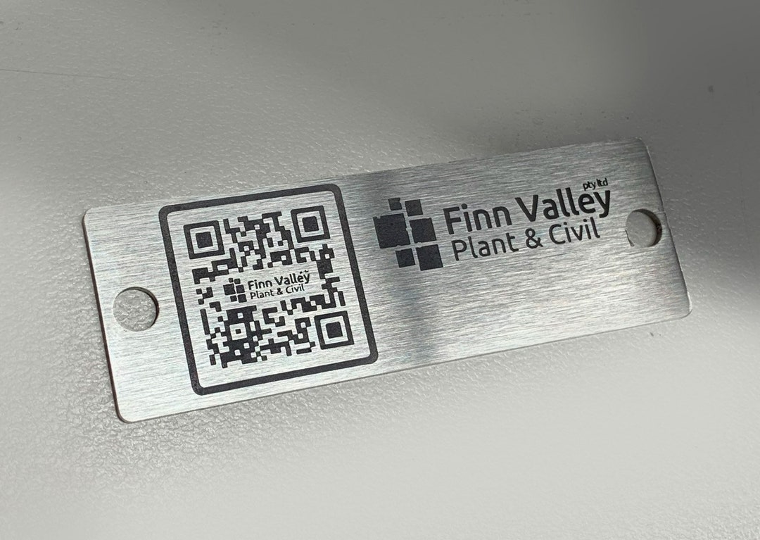 Laser Engraved Stainless Company Logo Qr Code Tag Inc Holes - Etsy