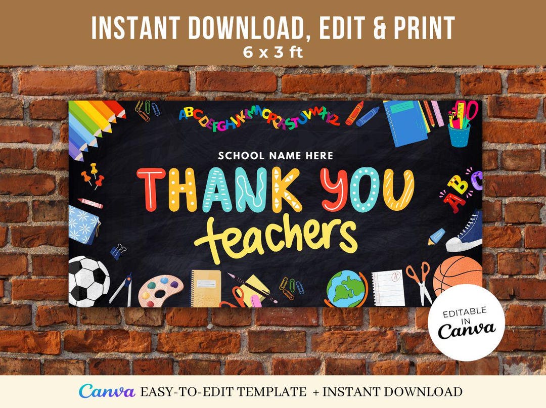 Teacher Appreciation Banner | Editable Canva Template Wall Banner ...