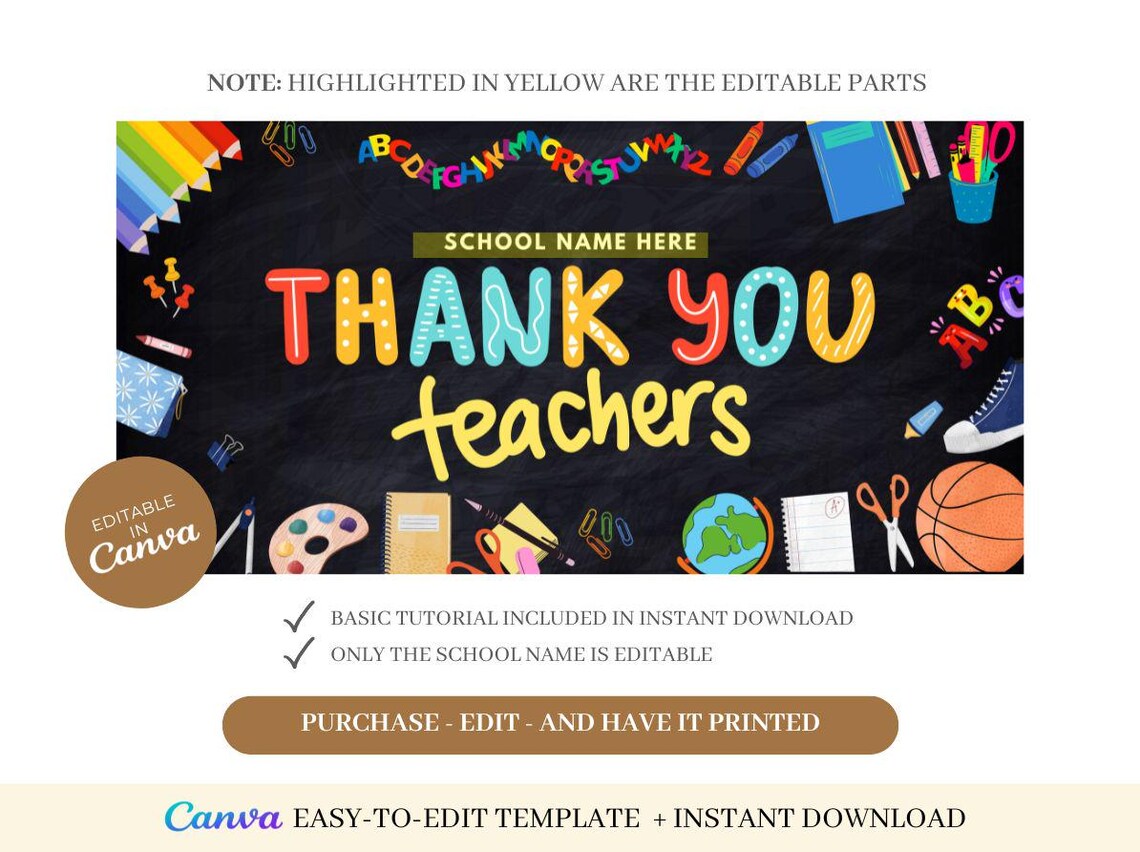 Teachers Day Birthday Banner Tarpaulin Printable | Canva Template ...