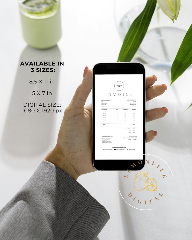 Editable Invoice Template | Editable CANVA | Aesthetic Minimalist ...