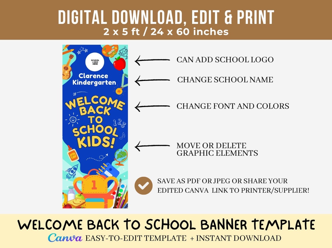 Editable Welcome Back to School Banner Tarpaulin | Editable CANVA ...