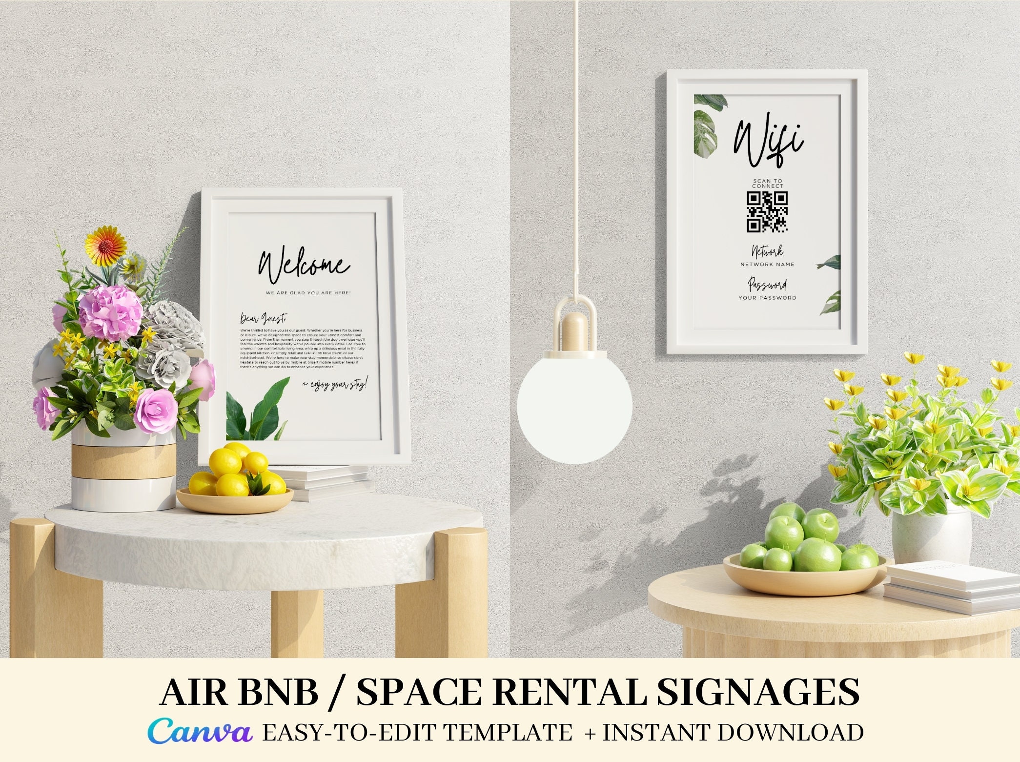 Editable Airbnb Signage Poster Welcome Editable CANVA Template Vacation ...