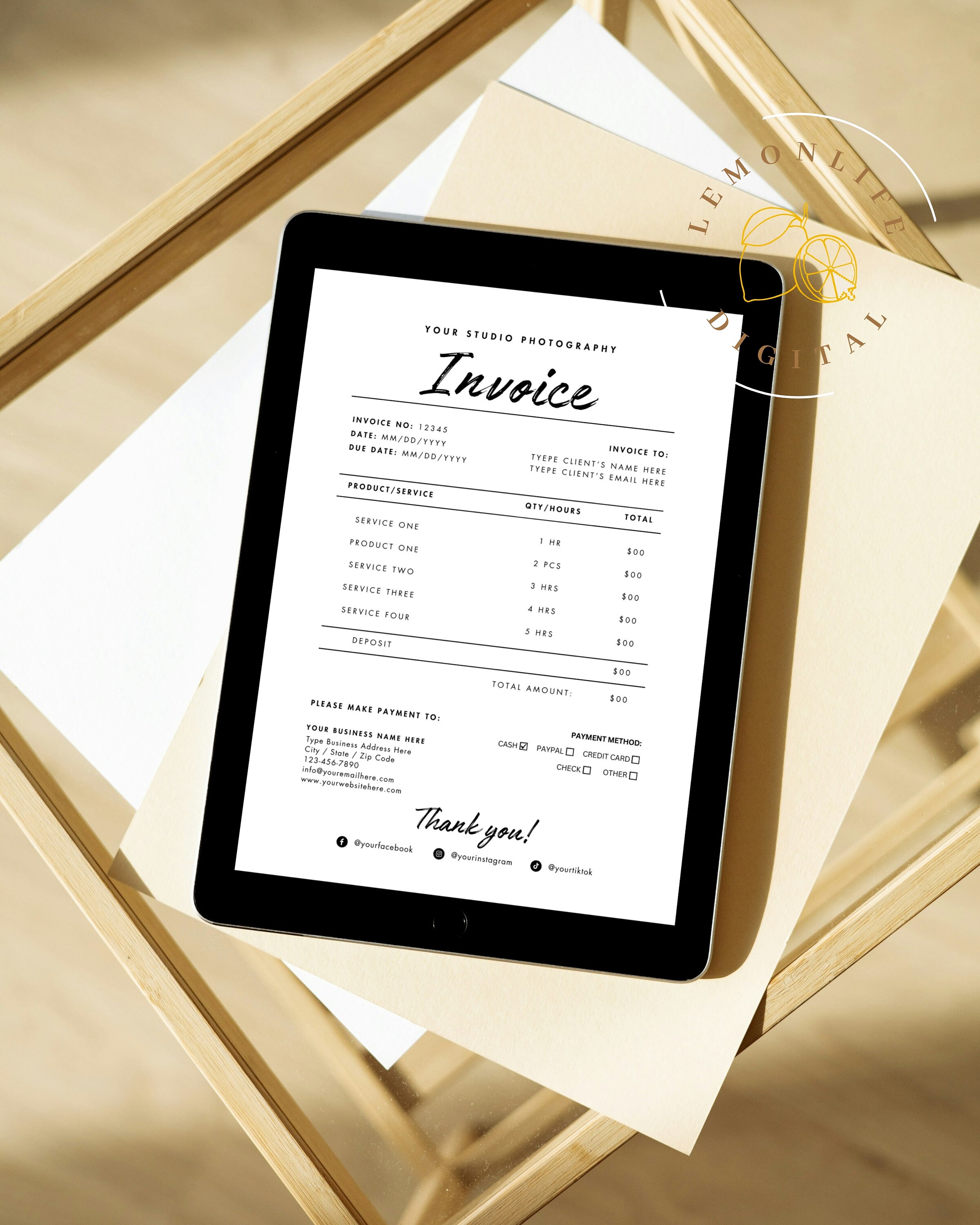 Editable Photography Invoice Template | Editable CANVA | Aesthetic ...