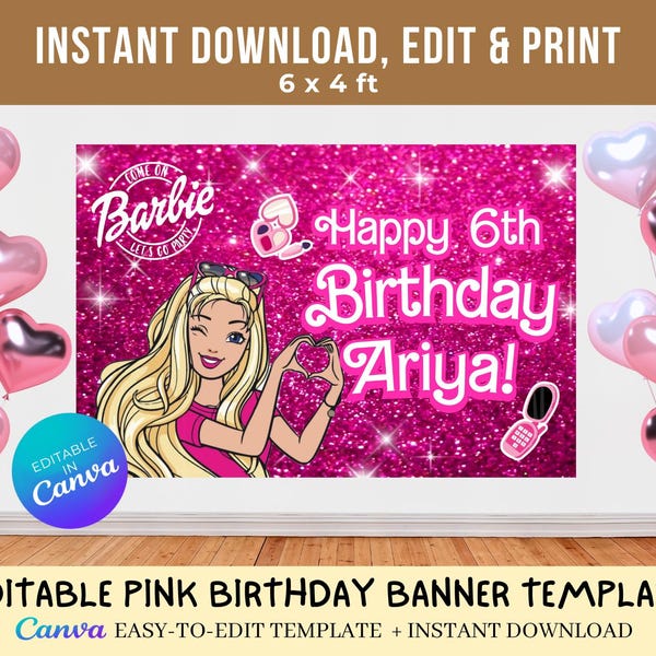 Barbie Banner - Etsy