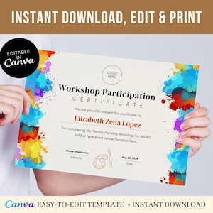 Editable Workshop Certificate Template | Canva A4 (instant Download) - Etsy
