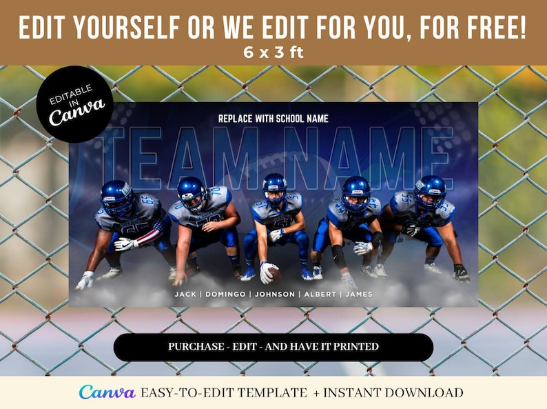 Editable Football Team Banner Template | Canva (digital Download) - Etsy