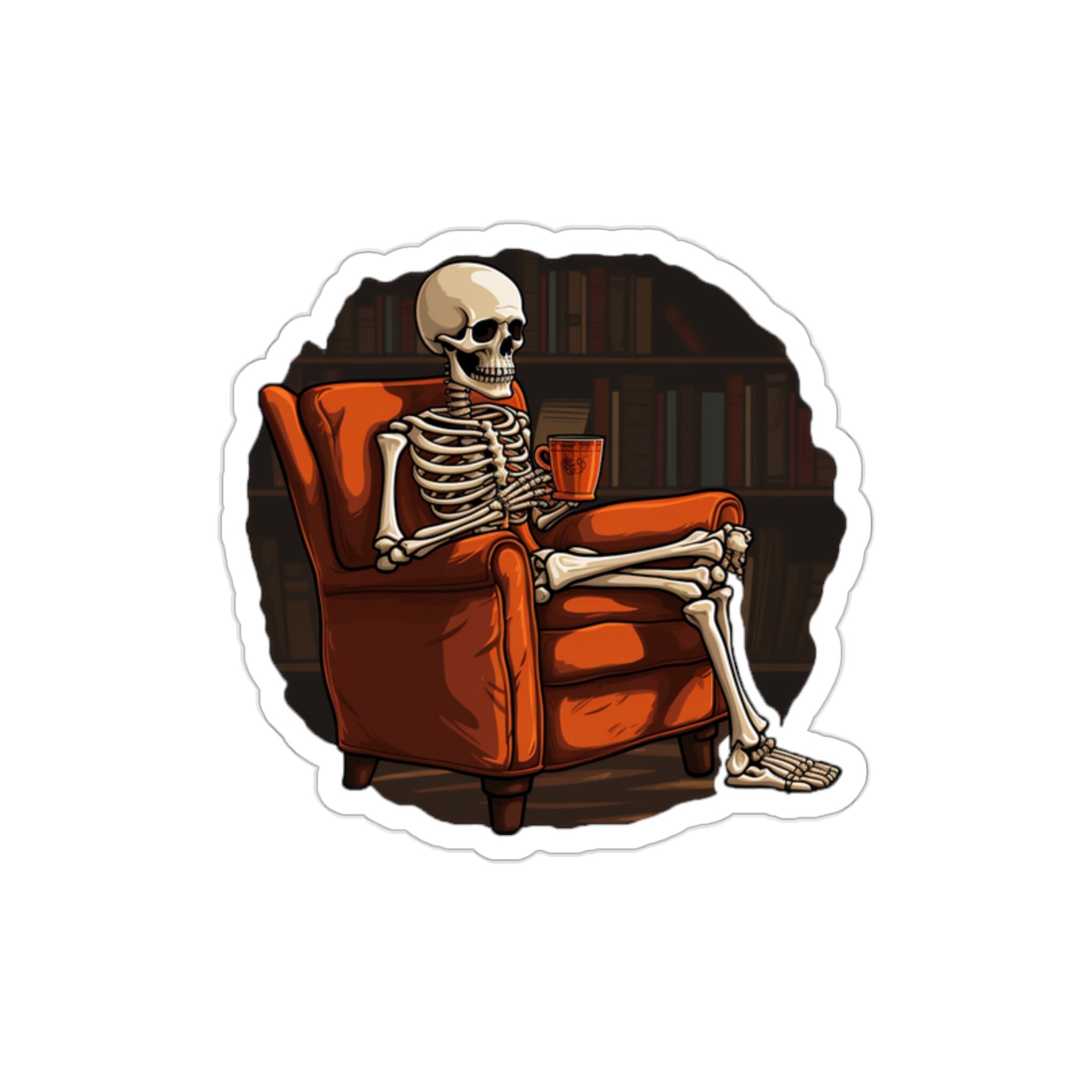 Skeleton With Coffee Sticker Goth Stickers Emo Coffee - Etsy