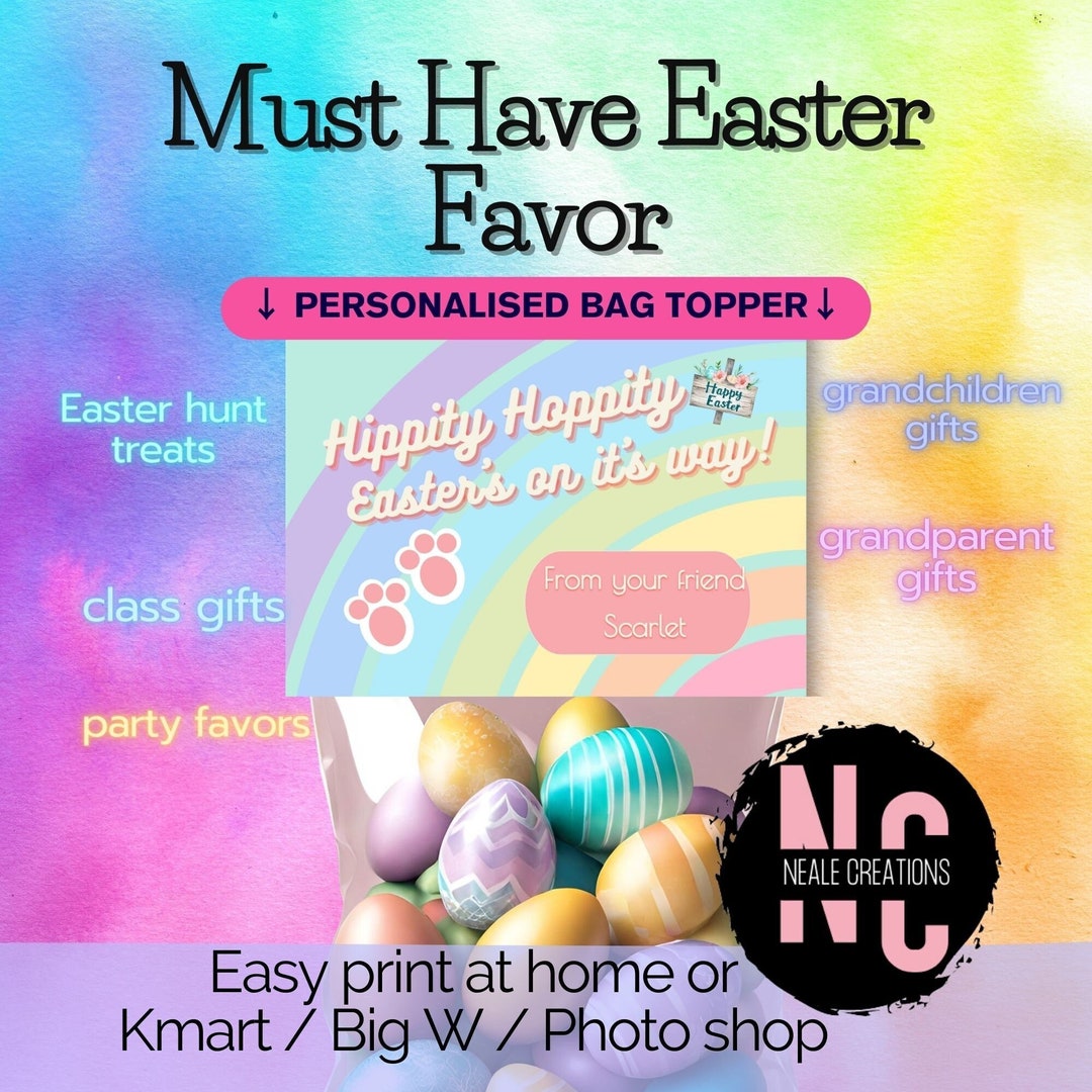 Easter Bag Topper - Instant Download, Personalised Favor Bag, Perfect ...