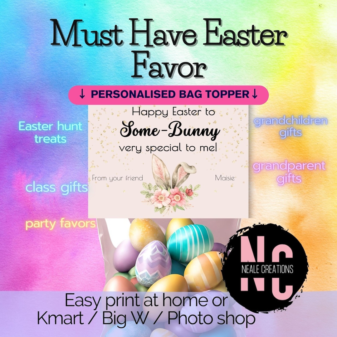 Personalized Easter Favor Bag Topper: "some-bunny Special" (instant ...