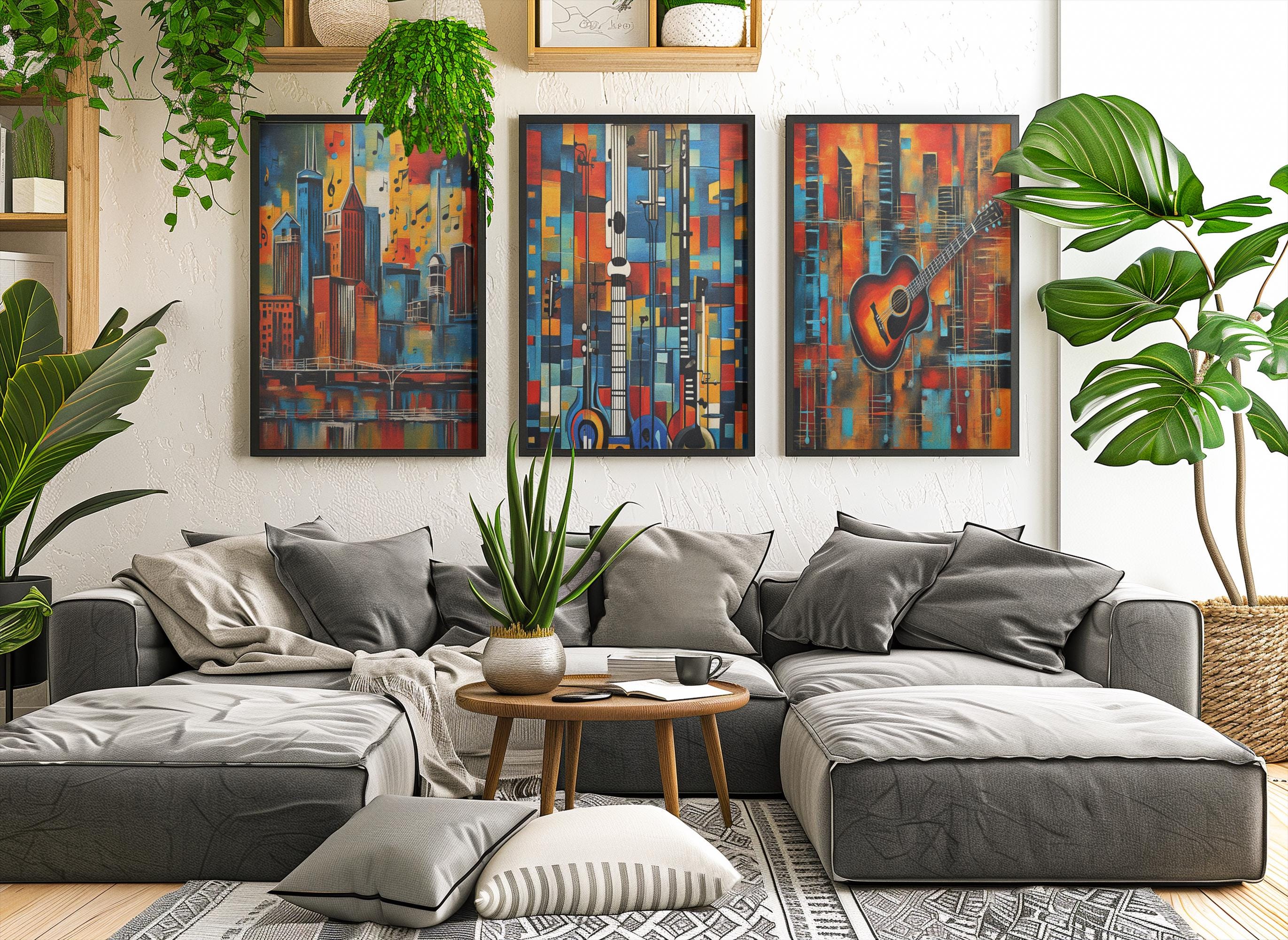 Music City & Abstract Notes - 3-set Wall Art Decor - Digital Download ...