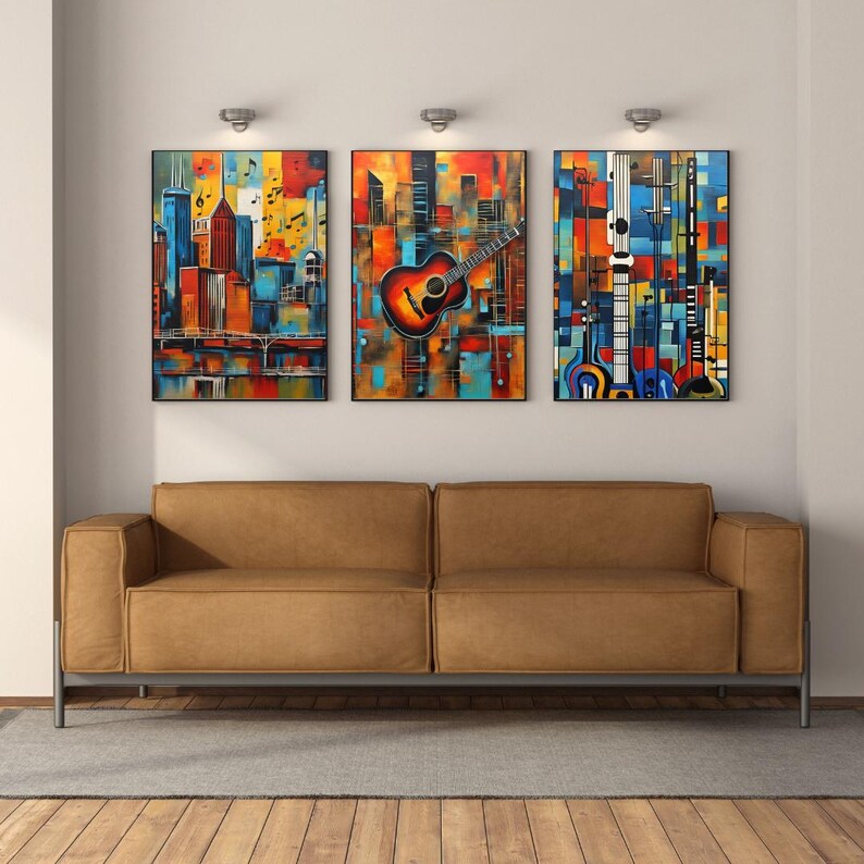 Music City & Abstract Notes - 3-set Wall Art Decor - Digital Download ...
