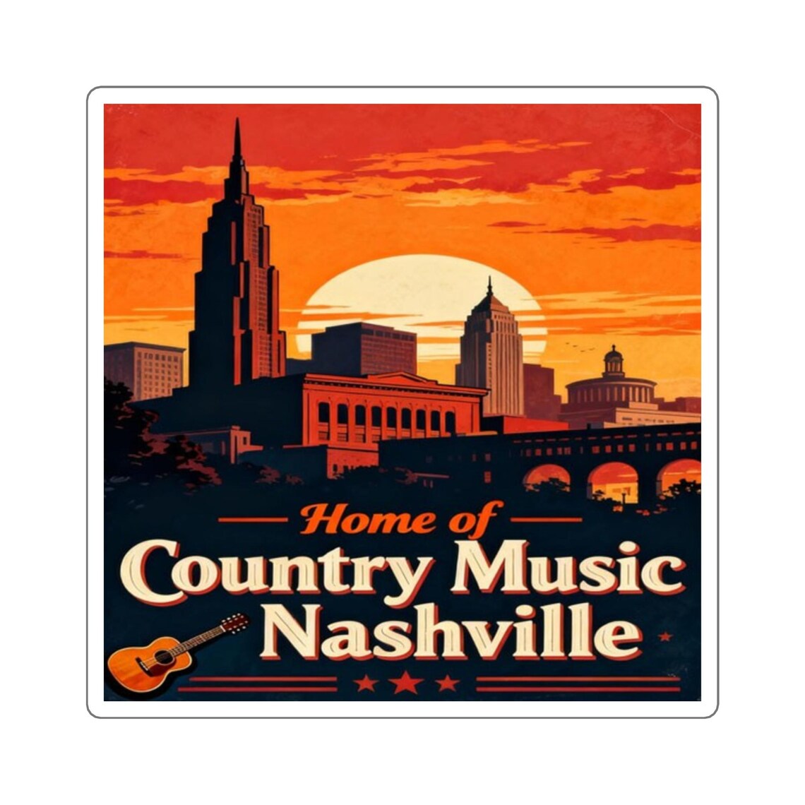 Nashville Country Music Stickers: Vintage Style Vinyl Decals - Etsy
