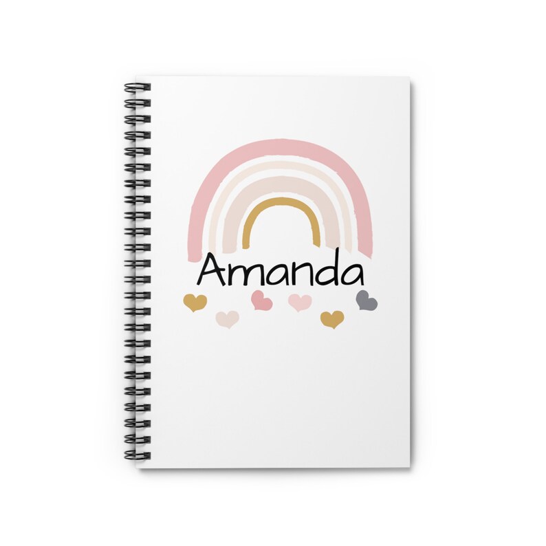 Personalized Rainbow Notebook Custom Name Journal Spiral Notebook Ruled ...