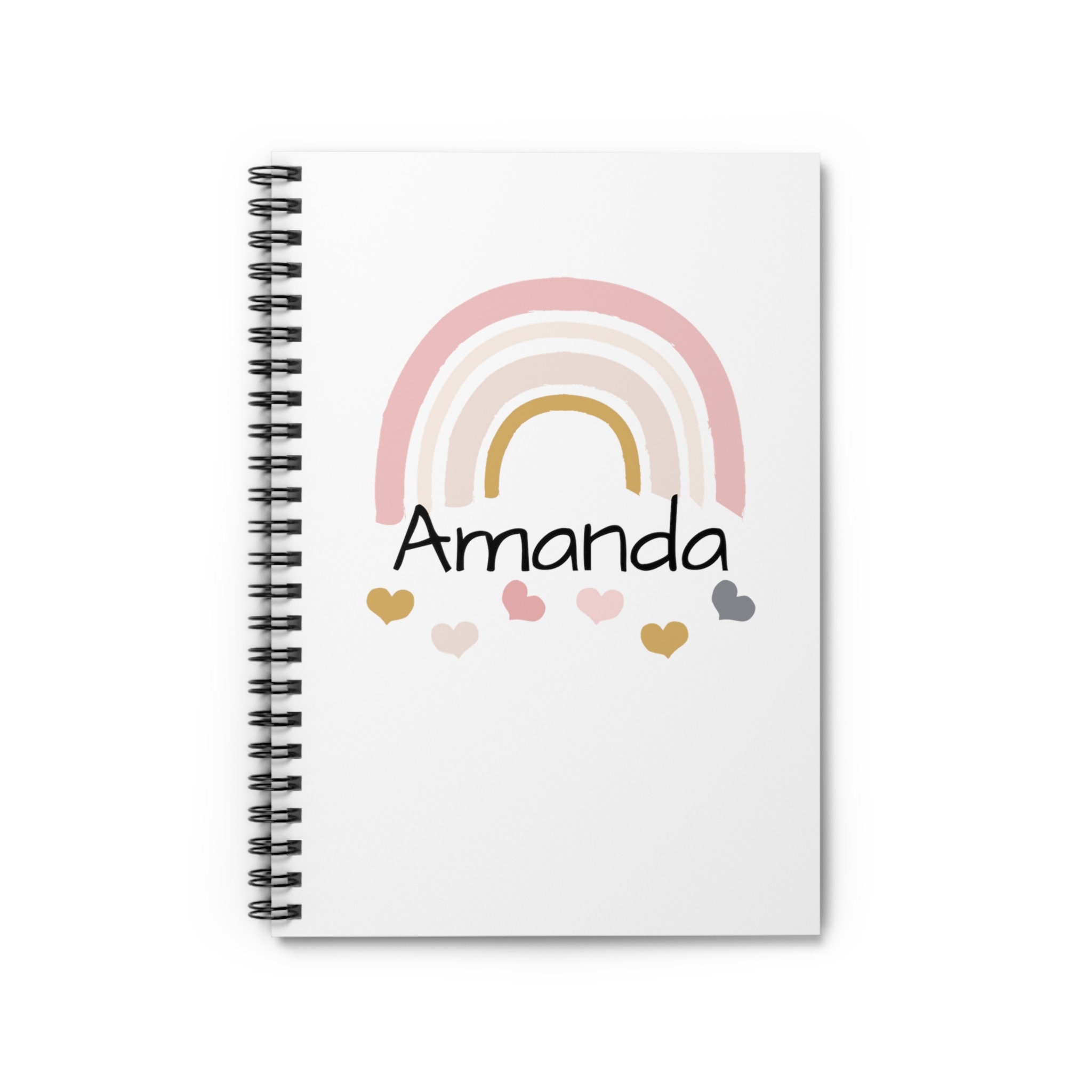 Personalized Rainbow Notebook Custom Name Journal Spiral Notebook Ruled ...