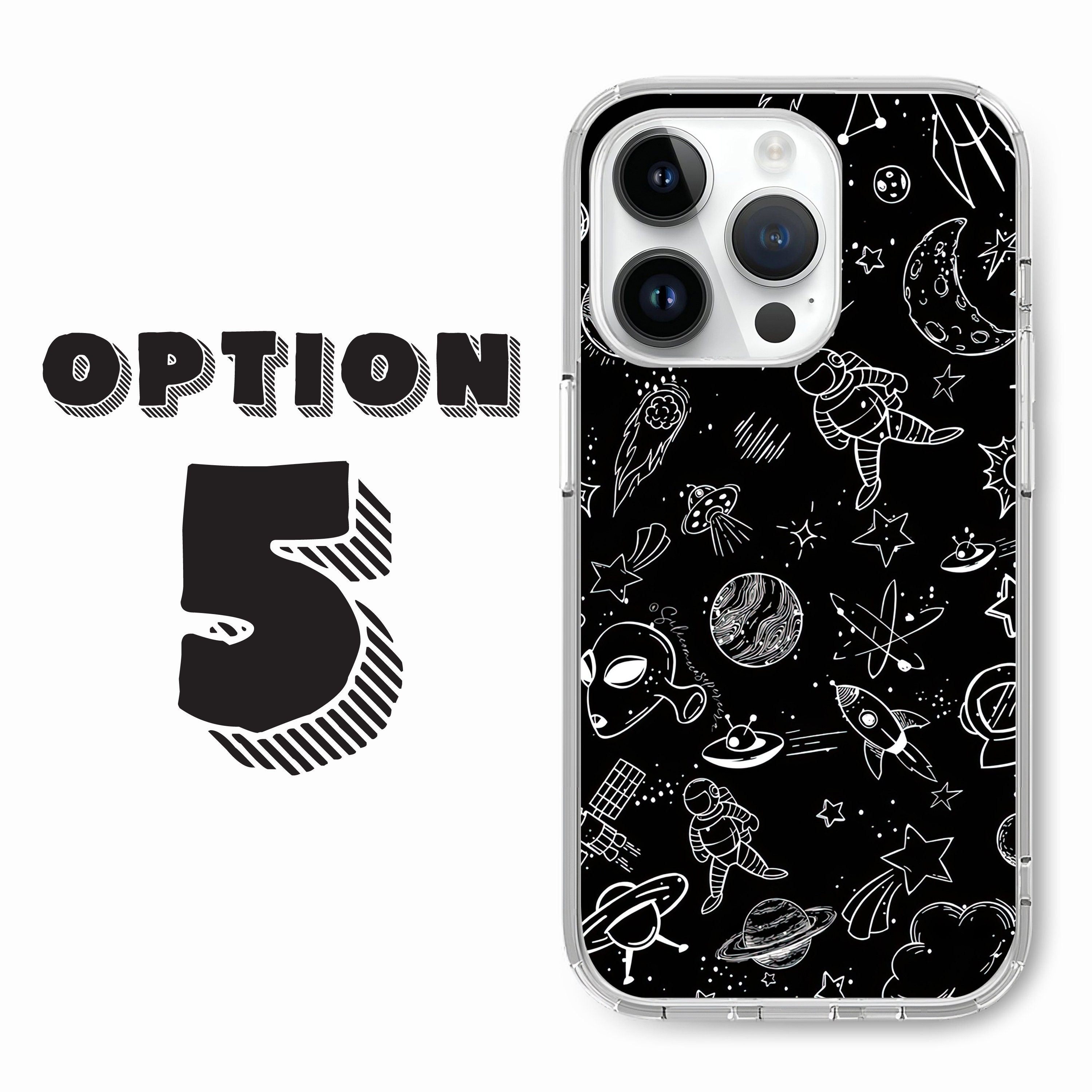 Space Moon Spaceship Star Night Dark Phone Case for iPhone 17 16 15 14 ...