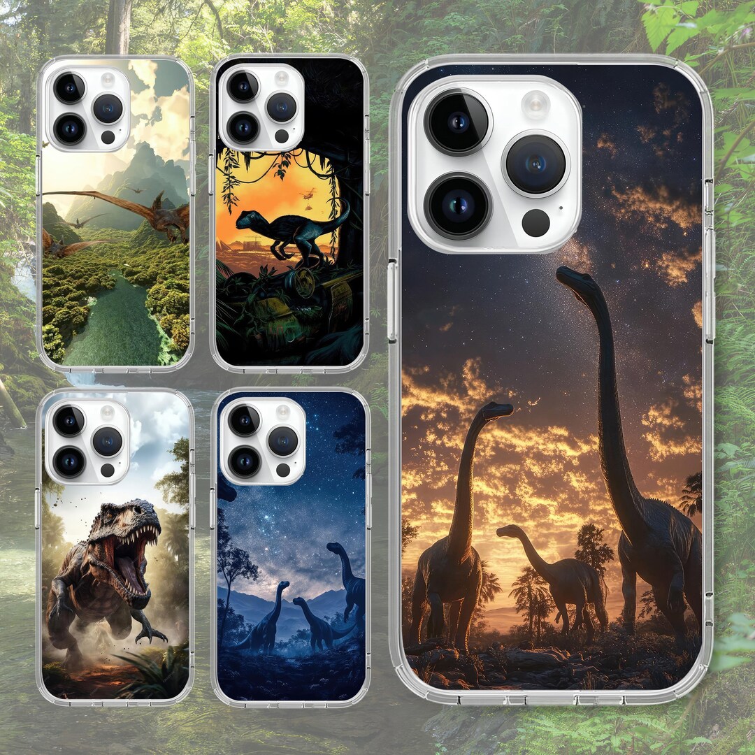 Jurassic Dinosaurs T-rex Animal Painting Phone Case for iPhone 16 15 14 ...
