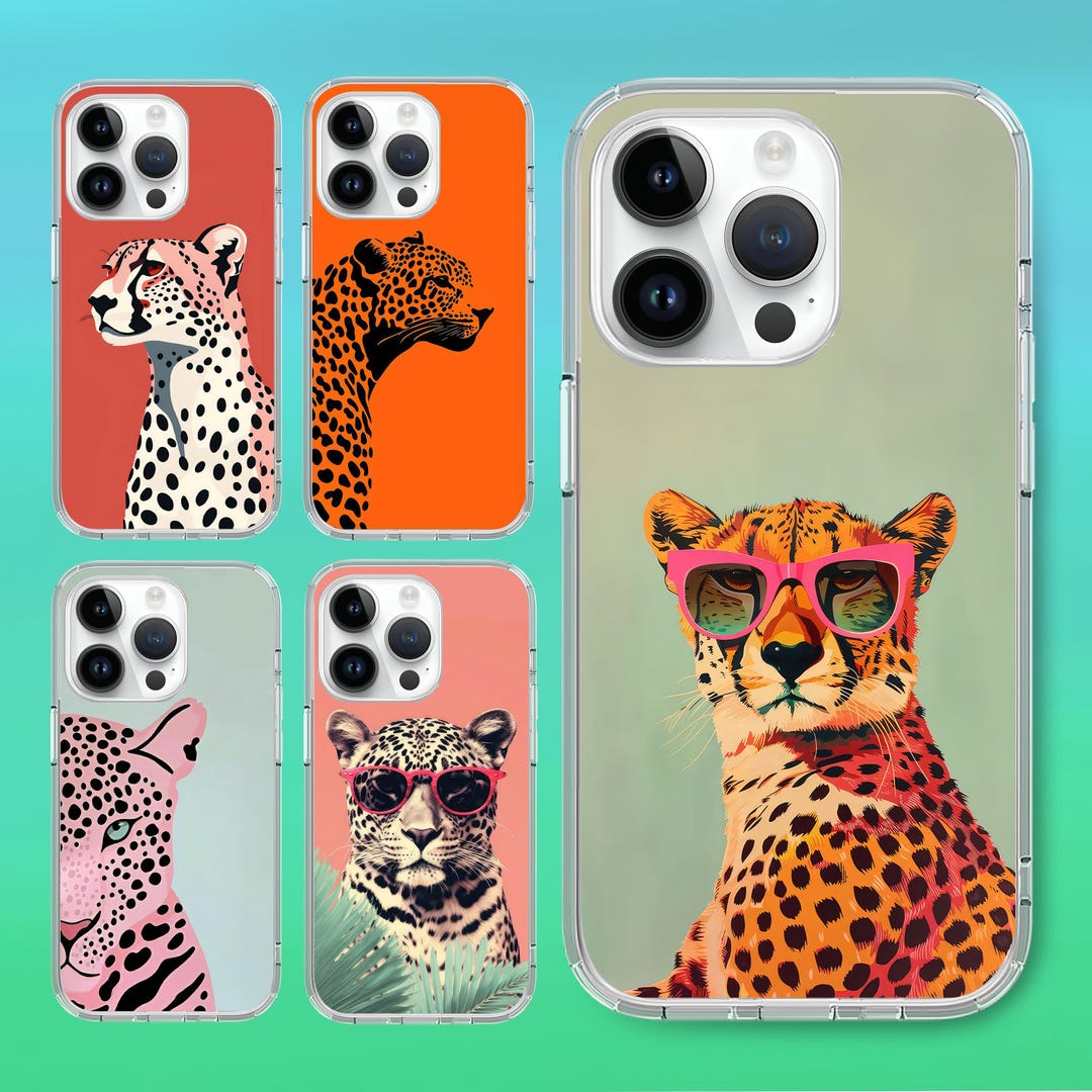 Cheetah Puma Panther Leopard Animal Painting Phone Case for iPhone 17 ...