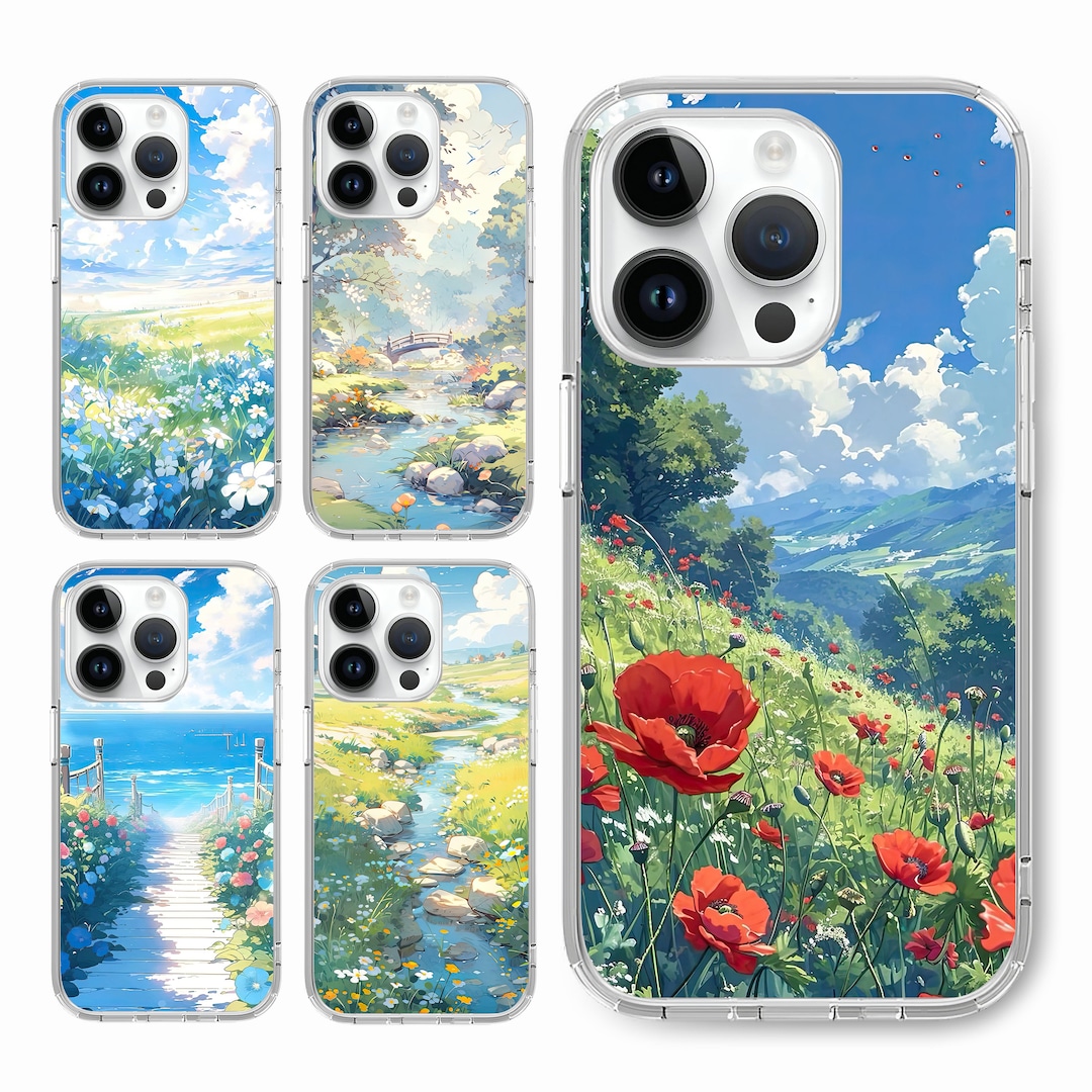 Anime Drawing Nature Phone Case for iPhone 17 16 15 14 13 Pro, for S25 ...