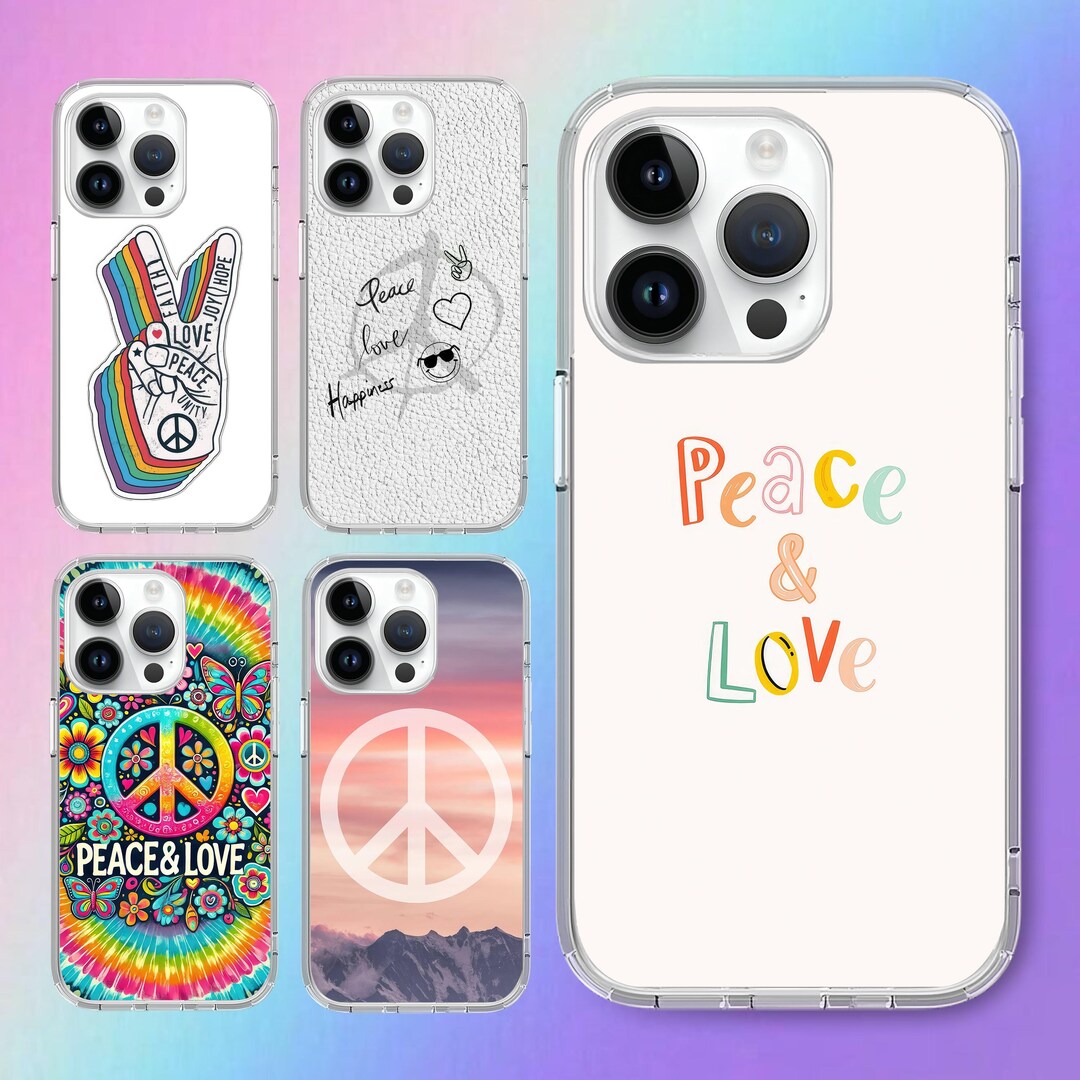Peace Love Gesture Word No War Art Phone Case for iPhone 17 16 15 14 13 ...