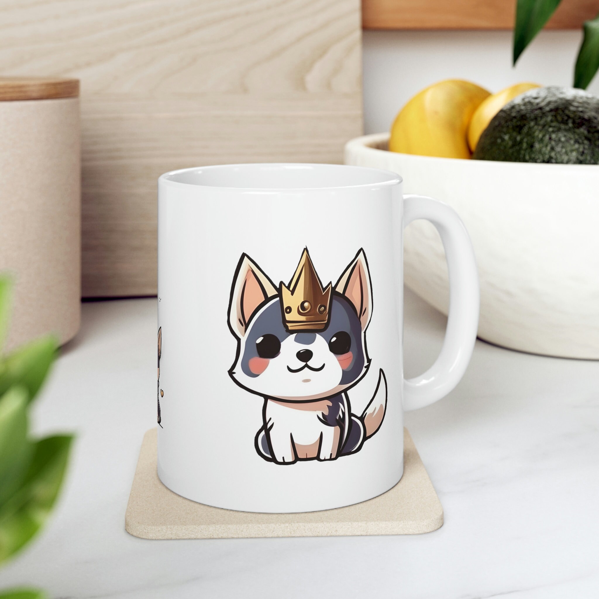 Dog Lovers Gift Ceramic Mug, Cute Crowned Dogs Ceramic Mug, Dog Kingdom ...