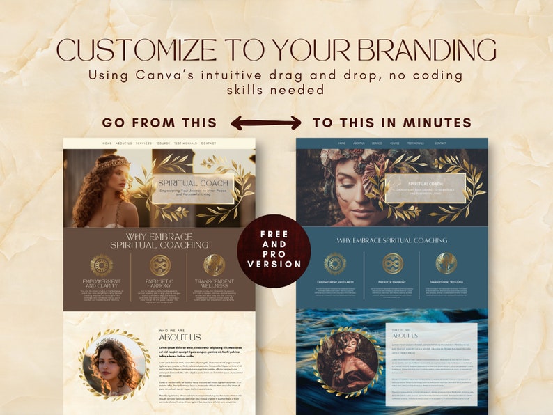 Earthy Spiritual Canva Website Editable Template for Coach | Reiki ...